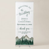 Rustic Pine Trees & Mountains Wedding Welcome Retractable Banner | Zazzle