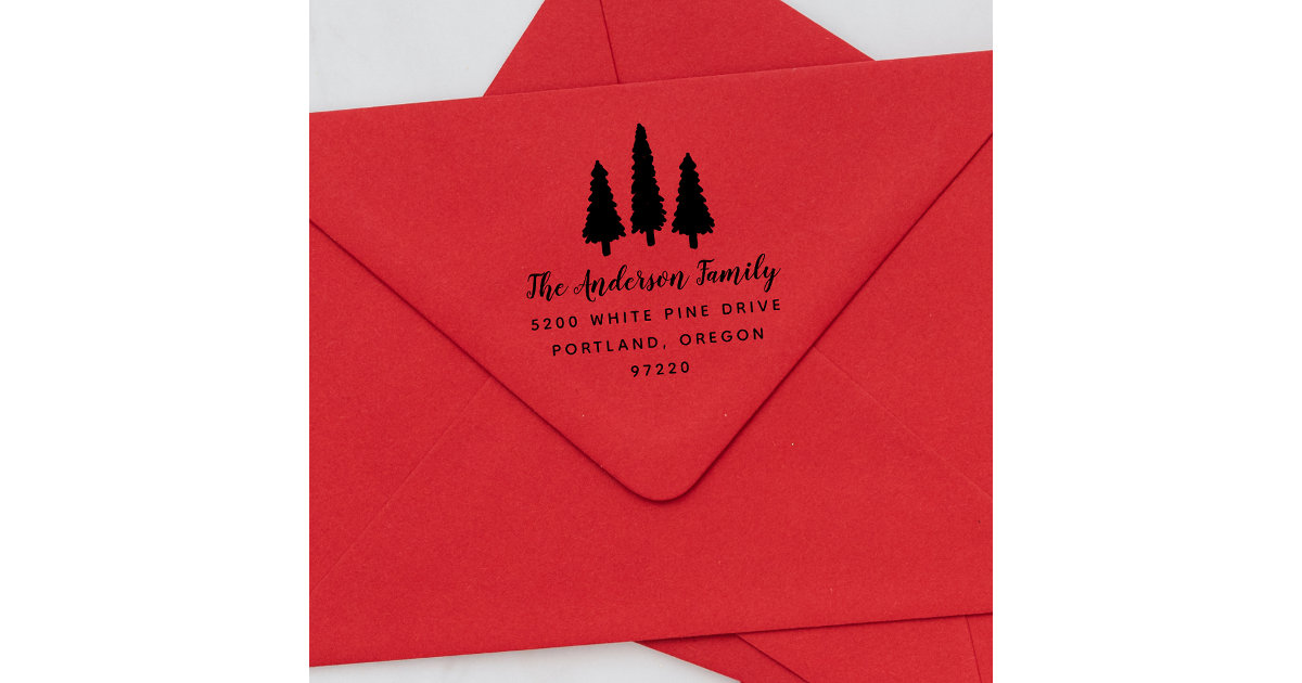 Rustic Pine Trees Return Address Self-inking Stamp | Zazzle