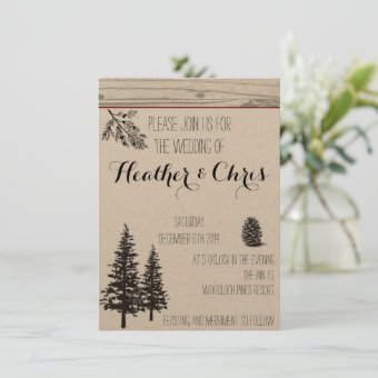 Rustic Pine Wedding Invitation | Zazzle