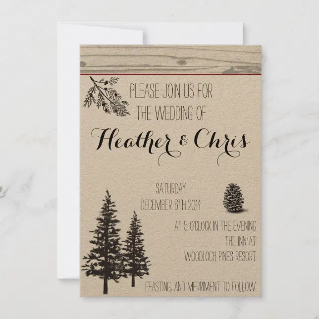 Rustic Pine Wedding Invitation | Zazzle