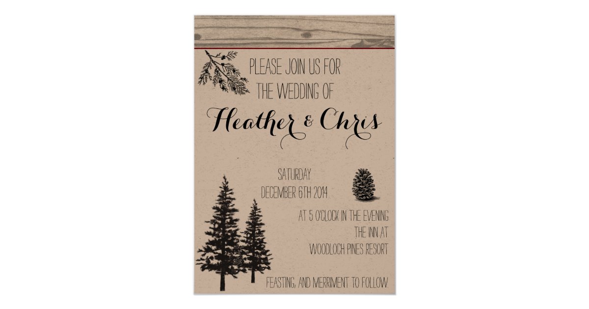 Rustic Pine Wedding Invitation | Zazzle.com
