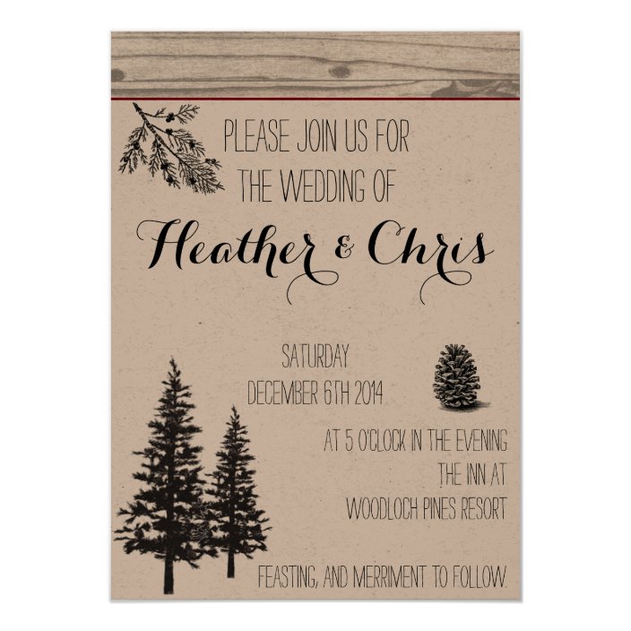 Rustic Pine Wedding Invitation | Zazzle.com
