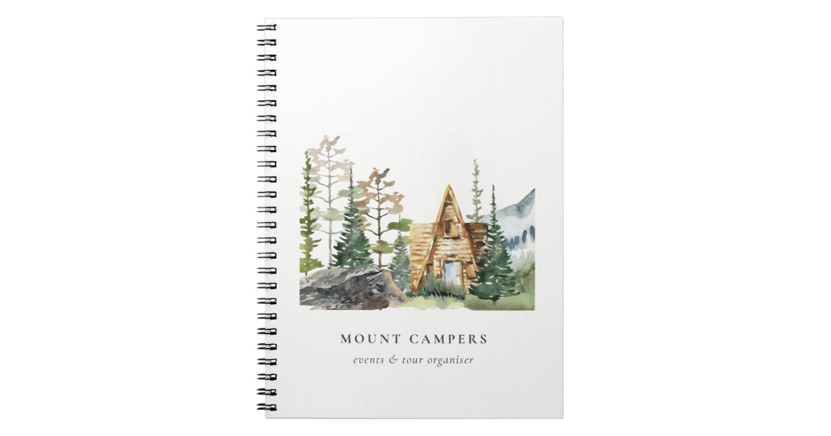 Rustic Pine Woods Watercolor Camping Mountain Camp Notebook | Zazzle