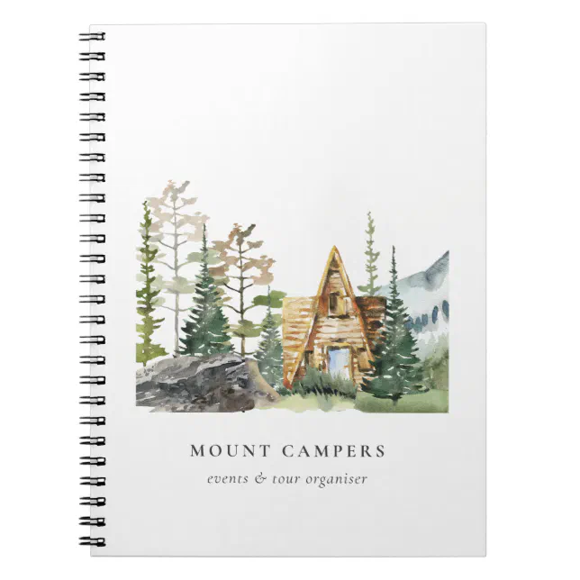 Rustic Pine Woods Watercolor Camping Mountain Camp Notebook | Zazzle
