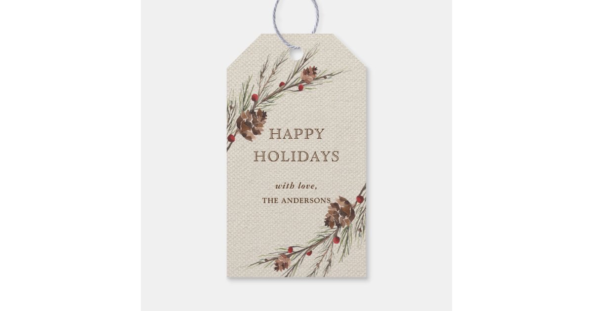 Rustic Pinecone Christmas Holiday Gift Tags | Zazzle.com