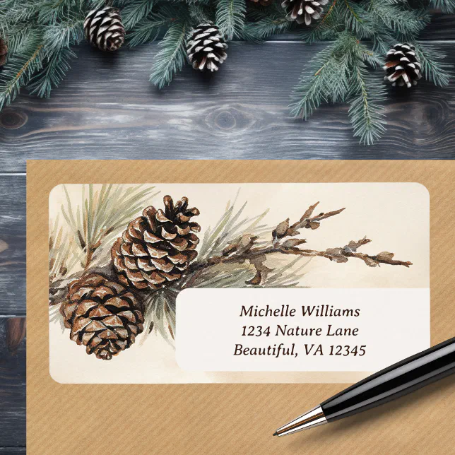 Rustic Pinecones | Pine Cone Woodland Address Label | Zazzle
