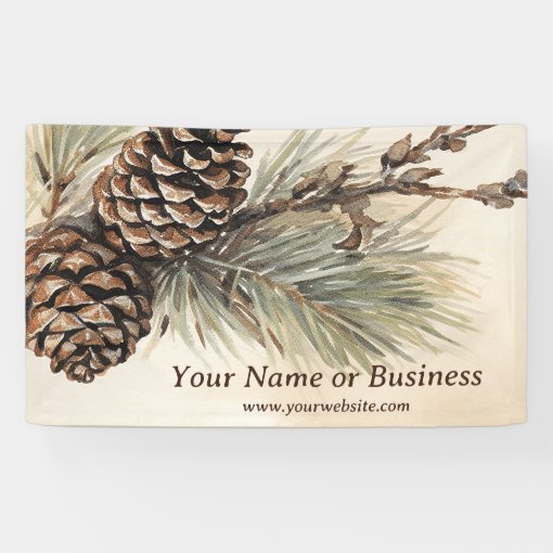 Rustic Pinecones | Woodland Pine Cone Business Banner | Zazzle
