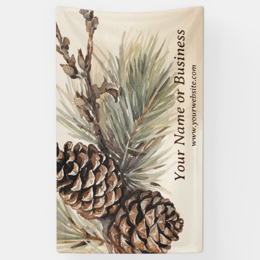 Rustic Pinecones | Woodland Pine Cone Business Banner | Zazzle