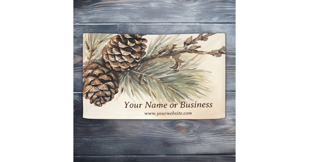 Rustic Pinecones | Woodland Pine Cone Business Banner | Zazzle