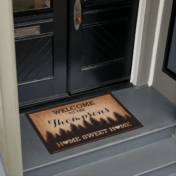 Rustic Pines Personalized (brown) Welcome Doormat | Zazzle.com