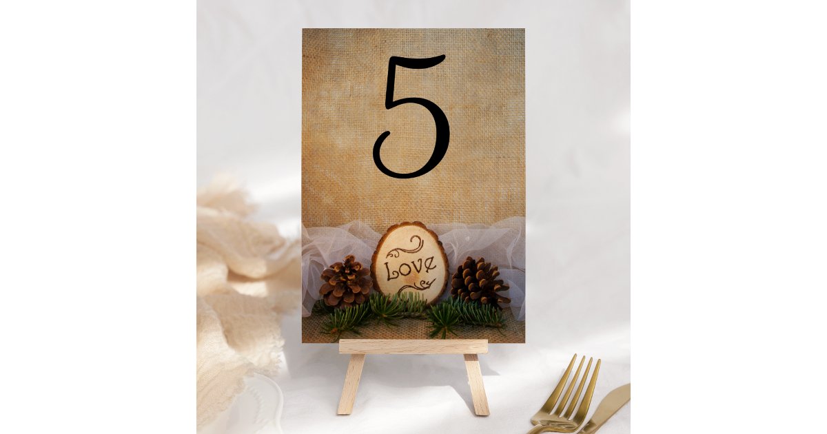 Rustic Pines Woodland Wedding Table Numbers | Zazzle