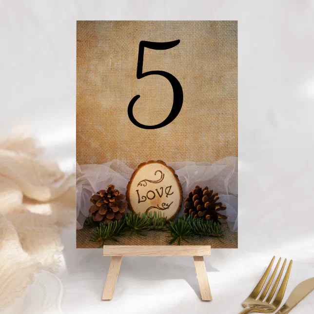 Rustic Pines Woodland Wedding Table Numbers | Zazzle