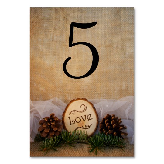 Rustic Pines Woodland Wedding Table Numbers | Zazzle.com