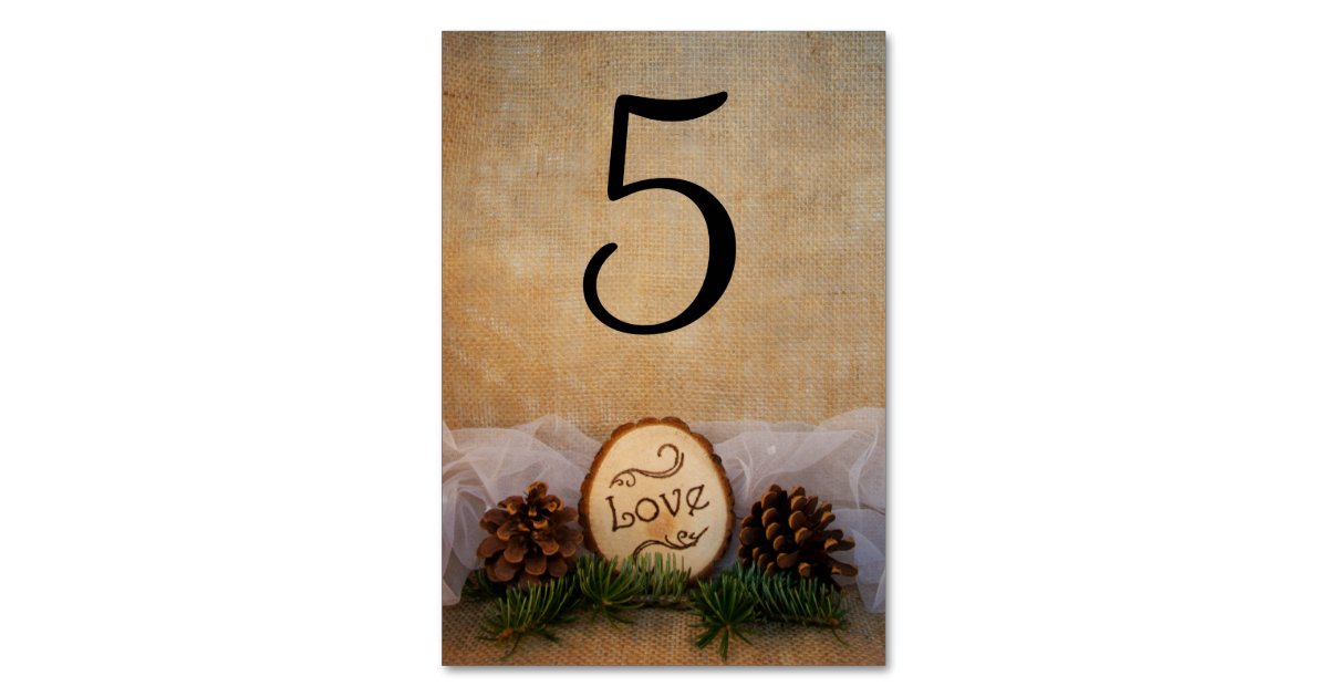 Rustic Pines Woodland Wedding Table Numbers | Zazzle
