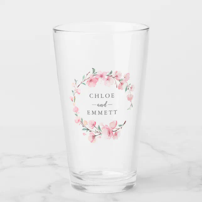 Rustic Pink Cherry Blossom Floral Glass | Zazzle