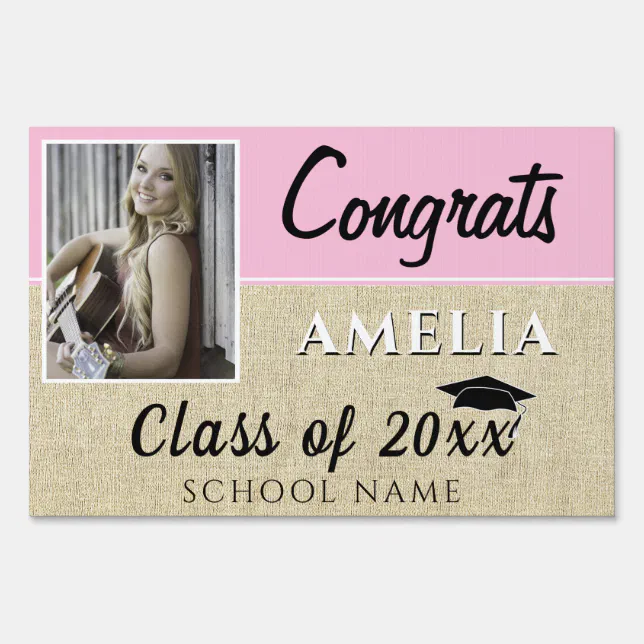 Rustic Pink Congrats Graduate Photo Graduation Sign | Zazzle