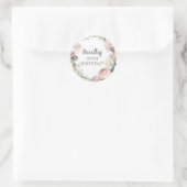 Rustic Pink Floral 80th Birthday Party Classic Round Sticker | Zazzle