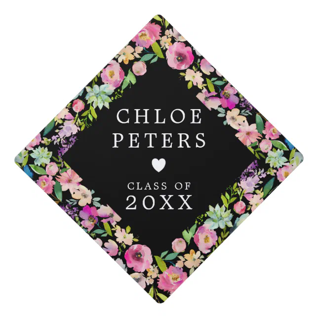 Rustic Pink Floral Graduation Cap Topper | Zazzle