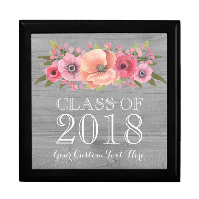 Rustic Pink Floral Graduation Keepsake Gift Box | Zazzle