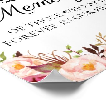 Rustic Pink Floral In Loving Memory Sign Poster | Zazzle