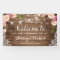 Rustic Pink Floral String Lights Welcome Wedding Banner | Zazzle