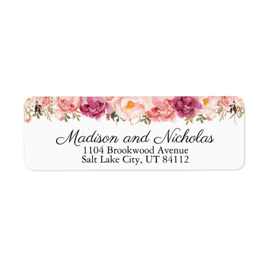 Rustic Pink Floral Wedding Return Address Labels | Zazzle.com