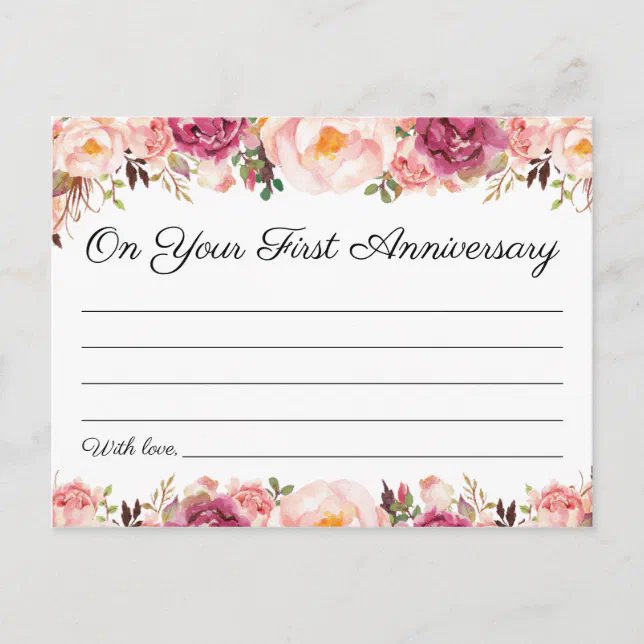 Rustic Pink Floral Wedding Time Capsule Cards | Zazzle
