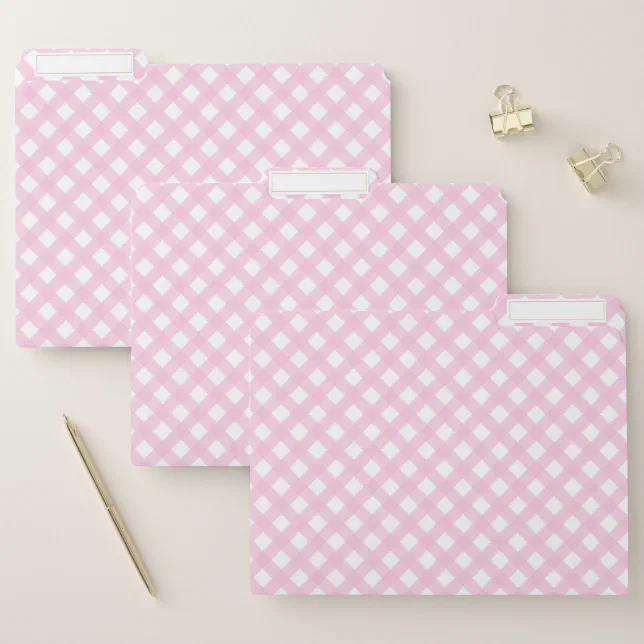 Rustic, Pink Gingham Pattern File Folder | Zazzle