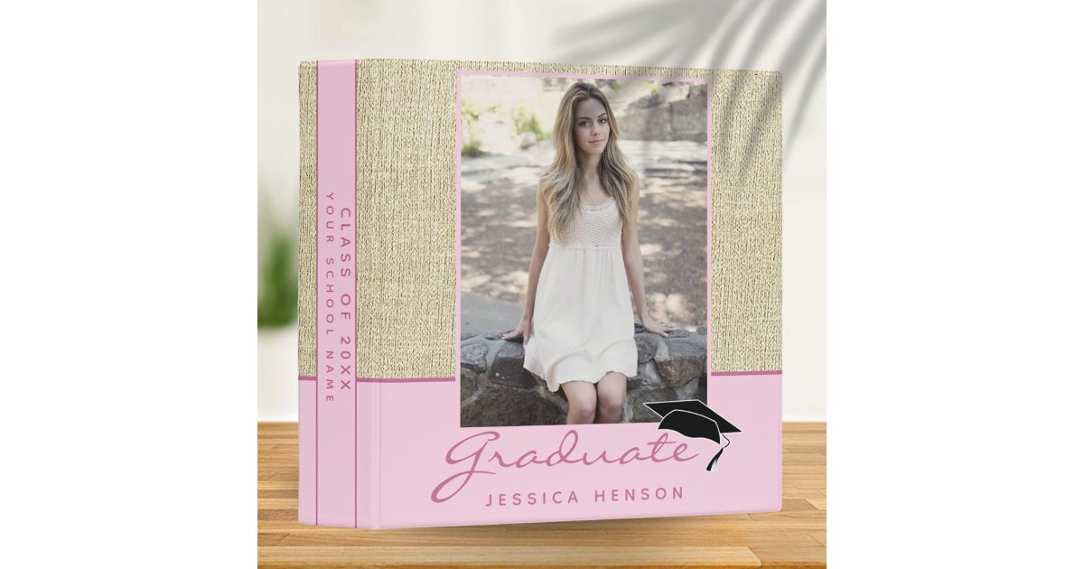 Rustic Pink Graduation Keepsake Photo Album 3 Ring Binder | Zazzle