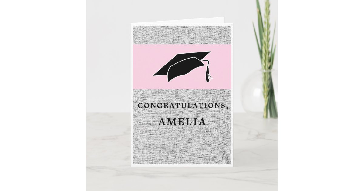 Rustic Pink Grey Congratulations Graduation Card | Zazzle