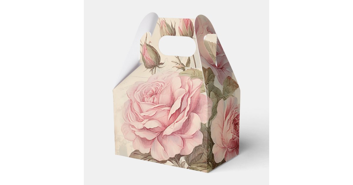 Rustic Pink Rose Bouquet Favor Boxes | Zazzle