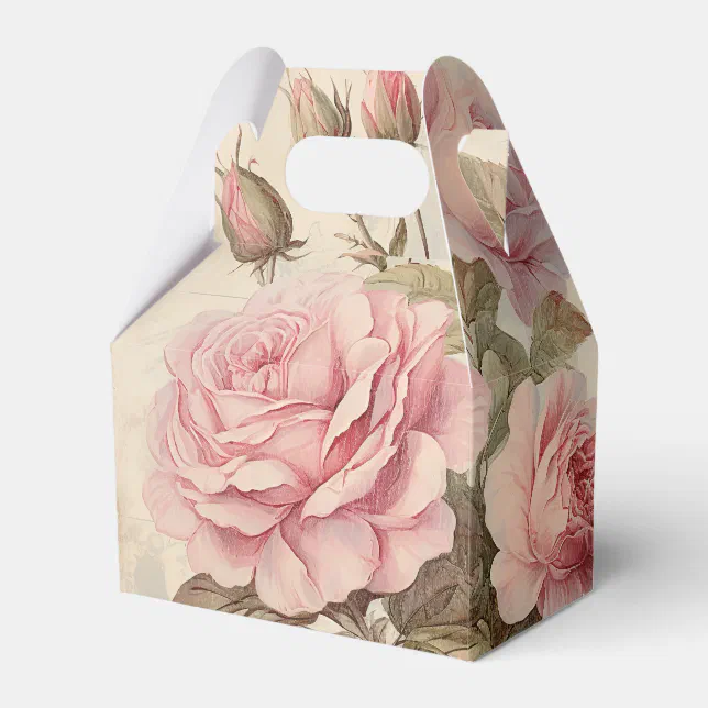 Rustic Pink Rose Bouquet Favor Boxes | Zazzle