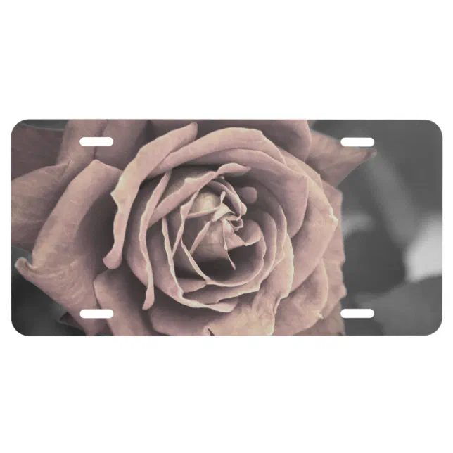 Rustic Pink Rose License Plate | Zazzle
