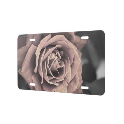 Rustic Pink Rose License Plate | Zazzle
