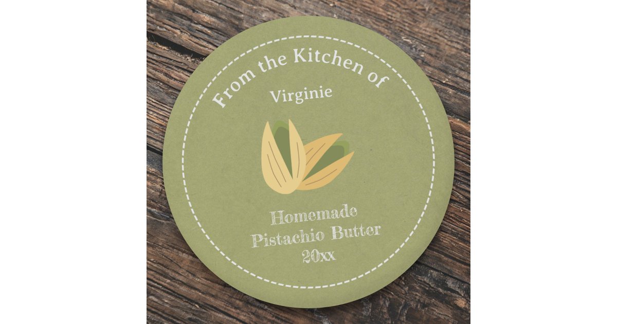 Rustic Pistachio Butter Label Sticker | Zazzle