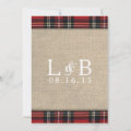 Rustic Plaid Burlap Country Wedding Invitation | Zazzle