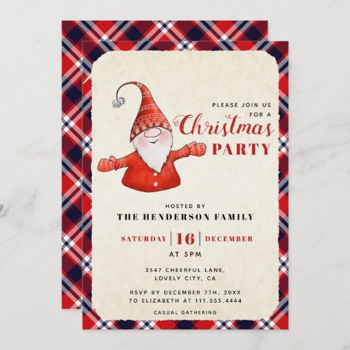 Rustic Plaid Christmas Party Invitation | Zazzle