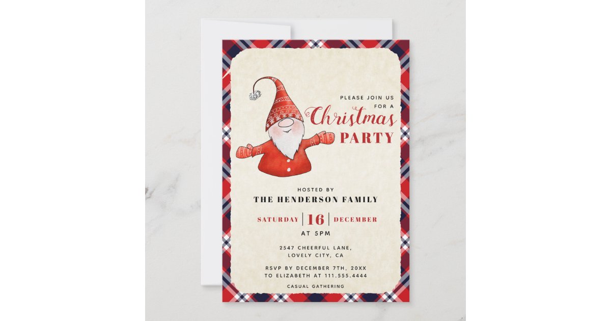 Rustic Plaid Christmas Party Invitation | Zazzle