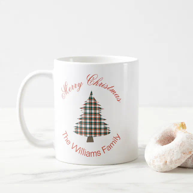 Rustic Plaid Christmas Tree Holiday Coffee Mug | Zazzle