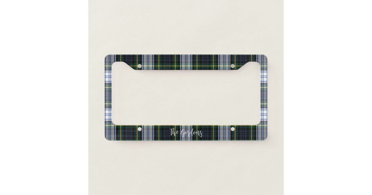 Rustic Plaid Clan Gordon Personalized Tartan License Plate Frame | Zazzle