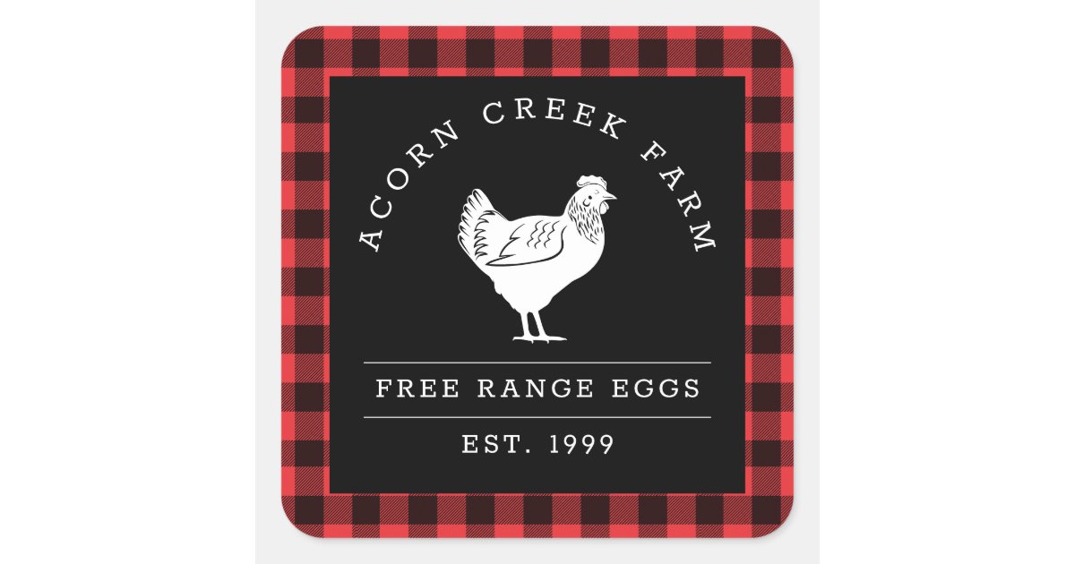 Rustic Plaid Family Farm Chicken Labels | Zazzle