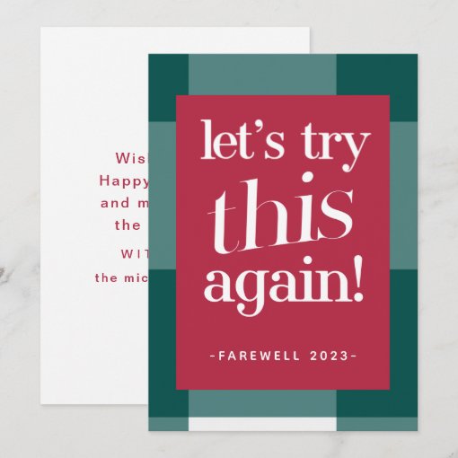 Rustic Plaid "Let's Try This Again" Holiday Card | Zazzle