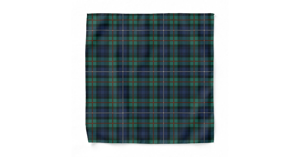 Rustic Plaid Robertson Green Tartan Bandana | Zazzle
