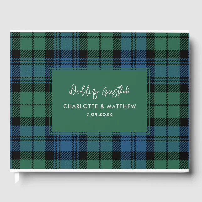 Rustic Plaid Script Campbell Tartan Wedding Guest Book | Zazzle