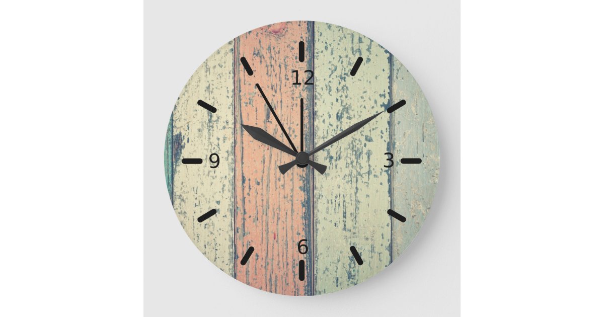 Rustic Plank Wall Art Large Clock | Zazzle