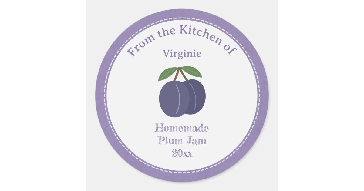 Rustic Plum Jam Label Sticker | Zazzle