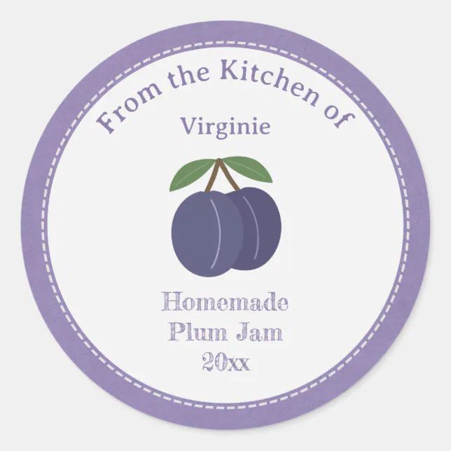 Rustic Plum Jam Label Sticker | Zazzle