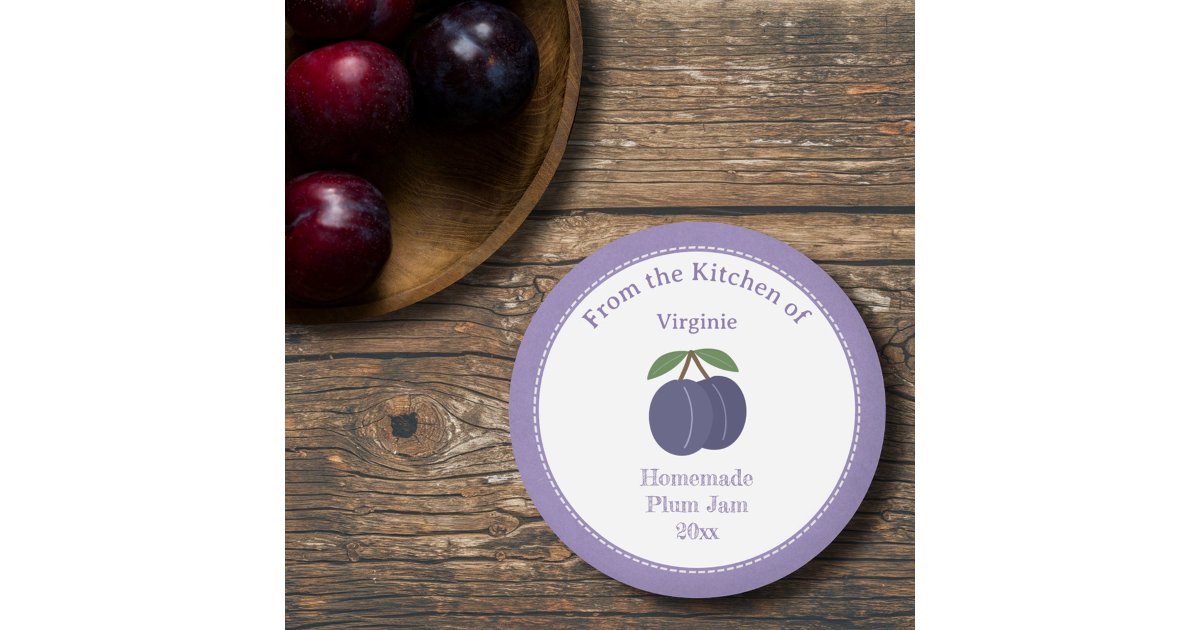 Rustic Plum Jam Label Sticker | Zazzle