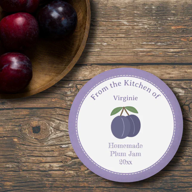 Rustic Plum Jam Label Sticker | Zazzle