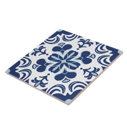 Rustic Portuguese Azulejo Blue White Mediterranean Ceramic Tile | Zazzle